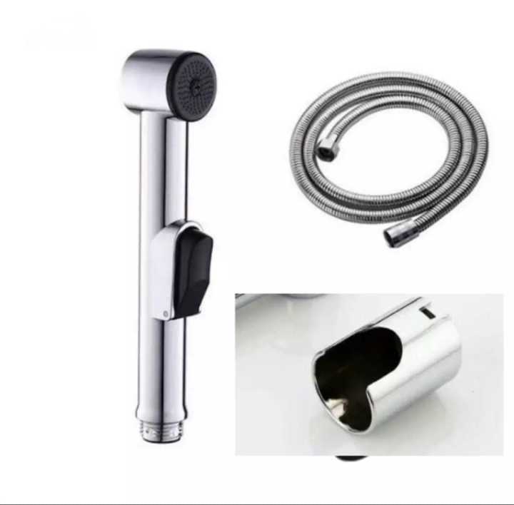 Chrome Muslim Shower Set with Pipe - Complete Bathroom Handheld Bidet ...