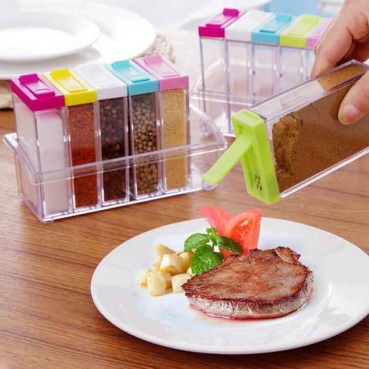 Transparent Plastic Seasoning Six-piece Set Box Castor Salt And MSG ...