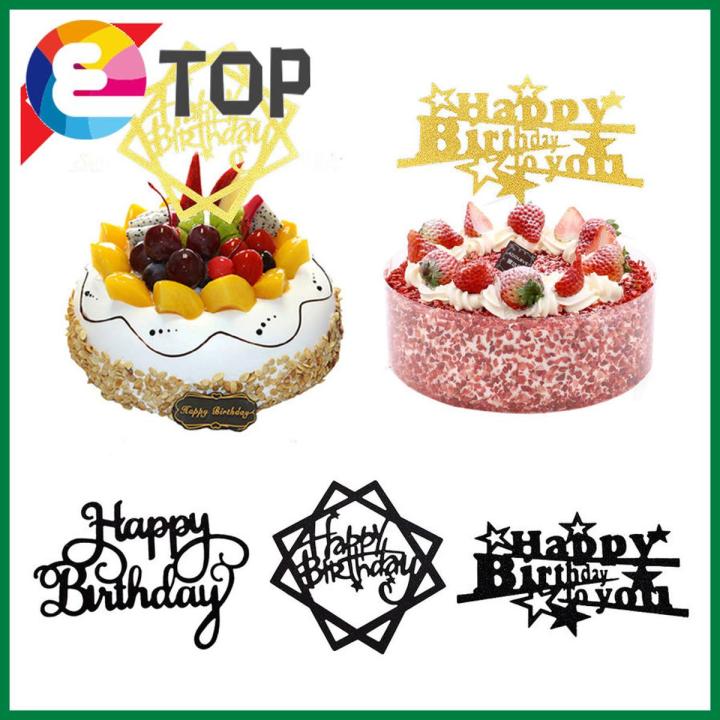 【ETOP】 10Pcs/pack Happy Birthday Glitter Paper Cake Topper Birthday ...