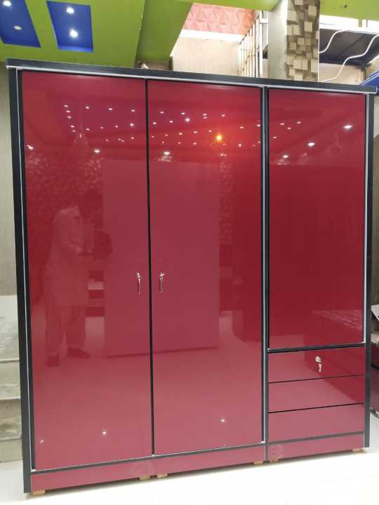 Acrylic, Three Door Cupboard, Red&Black Combination | Daraz.pk