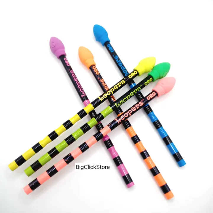 ORO Looper Pencil with Funny Cartoons Topper Erasers | Premium Black ...