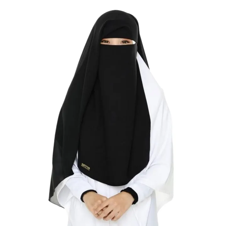 Women Hijab Triple Nakab Patti 3 Layer Big Size | Daraz.pk