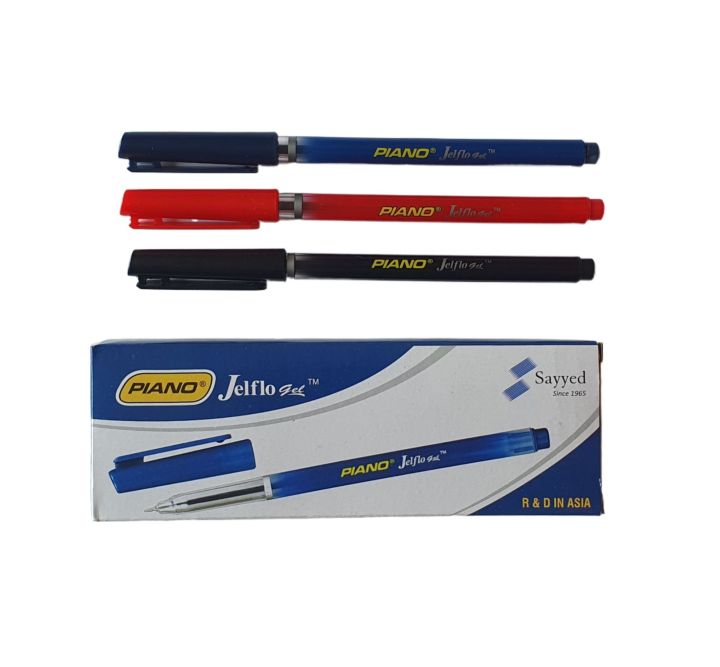 Piano Ball Pen, Piano Jelflo Jel Pen, Original Ball Pens, Pack of 10 Pcs, Black, Blue, Red Ball ...