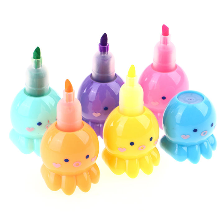 5 Colors Octopus Fluorescent Marker Pen Set Highlighter Pens Painting ...