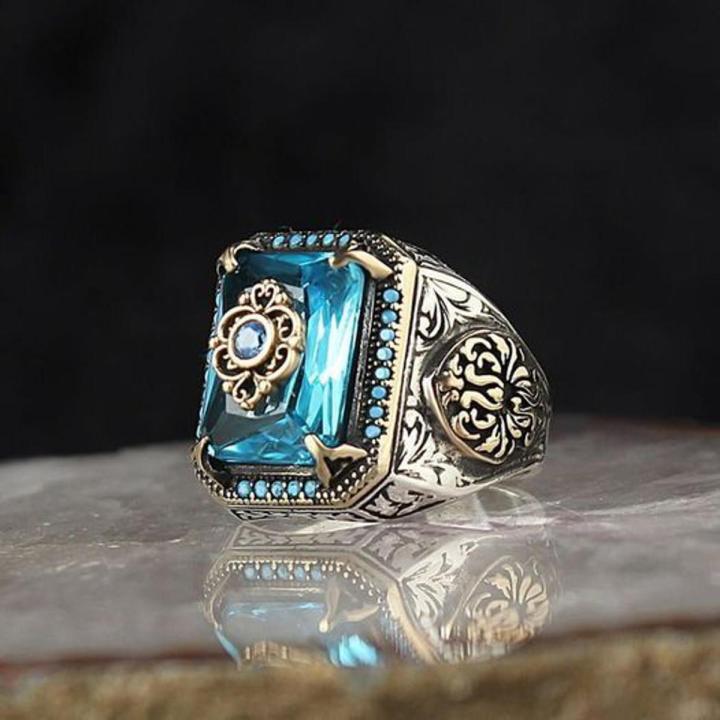 Vintage Hand Engraved Pattern Turkish Signet Ring for Men Fashion ...
