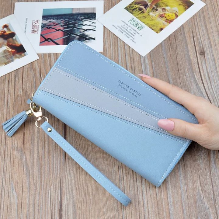 New lady hand bag purse female long bump stitching zipper tassel high ...
