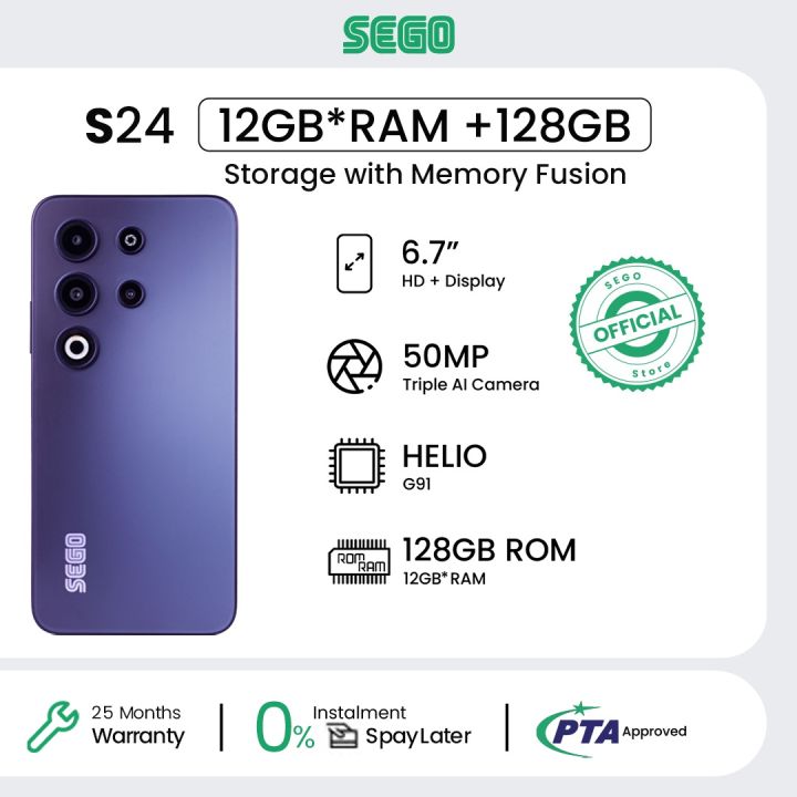 SEGO S24 | 6.7" HD+ Display | 128GB ROM + 12GB* RAM | Daraz.pk