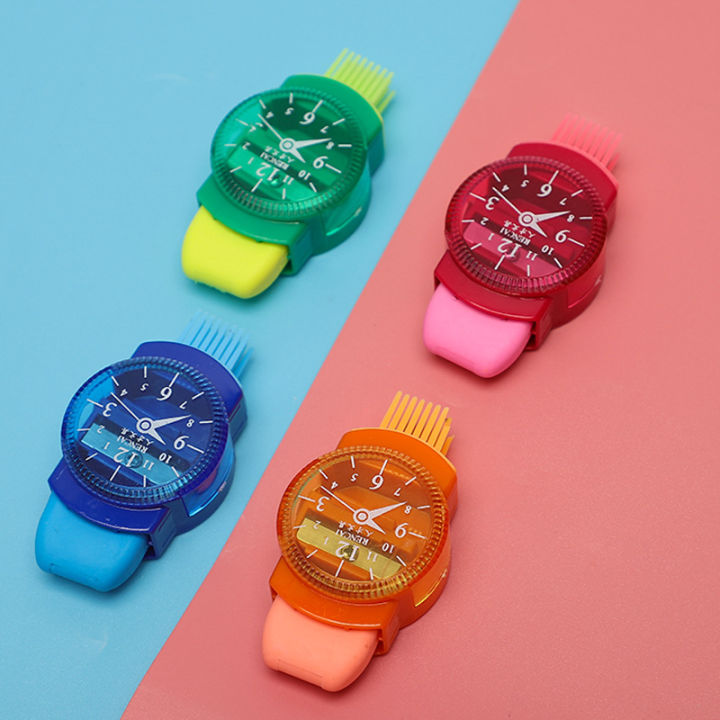 Cute Funny Watches Shaped Mini Colourful Pencil Sharpeners With Erasers ...