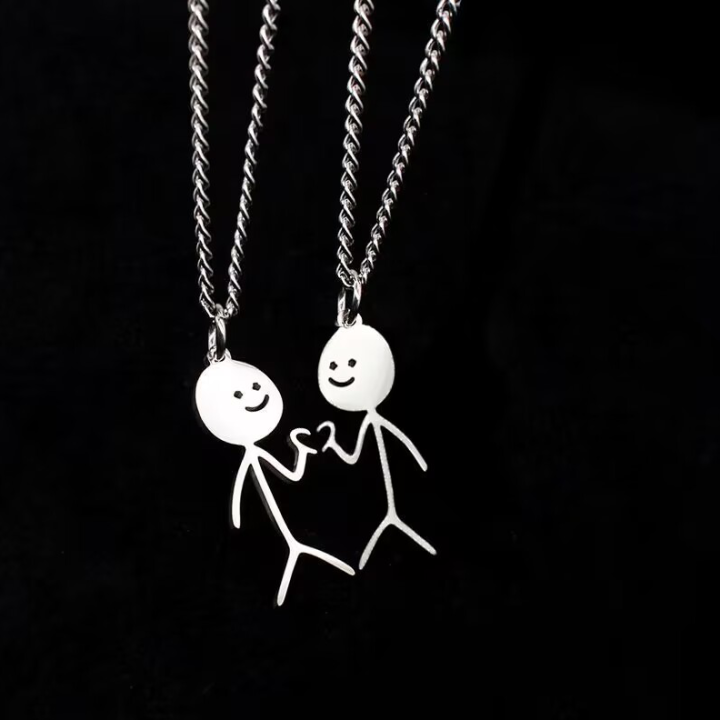 【Unbeatable Deal】Stickman Gesture Middle Finger Couple Necklace Unique ...