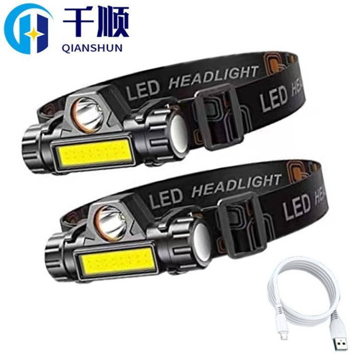 Wholesale multi-function USB interface charging headlight COB outdoor ...