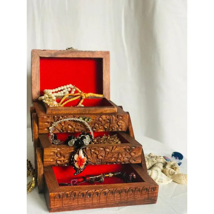 Kashmir Legacy Hand engraved Walnut Wooden Jewelry box/ jewelry storage ...