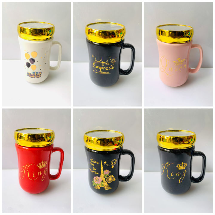 Ceramic Coffee Mug with Mirror Lid 400 ml Multi colours with Different ...