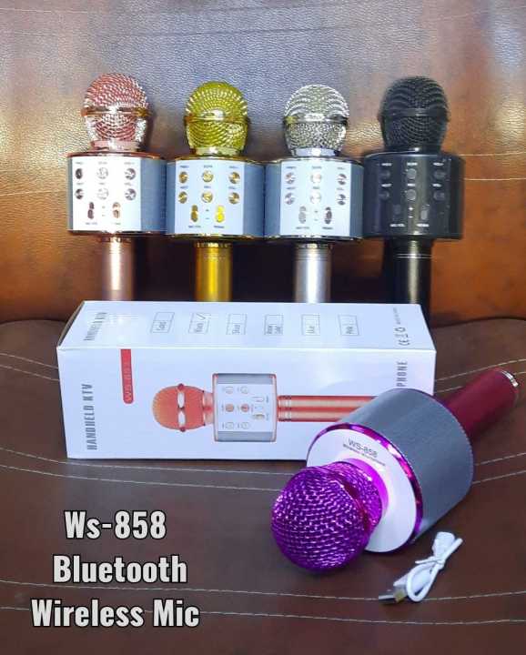 WS-858 Wireless Bluetooth Handheld Karaoke Portable Microphone with ...