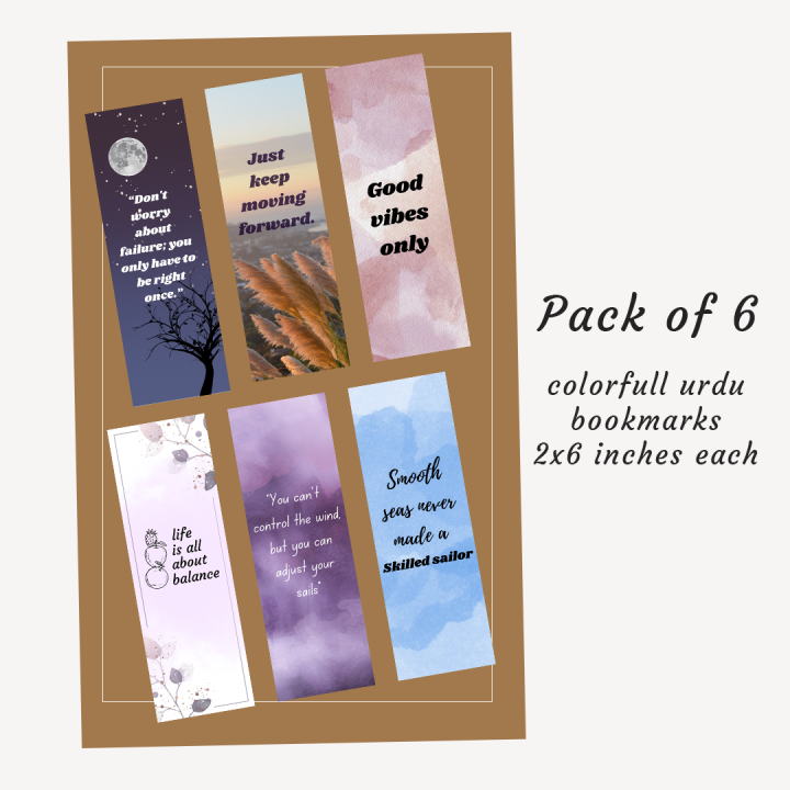 colorful bookmarks with beautiful typography- pack of 6 | Daraz.pk