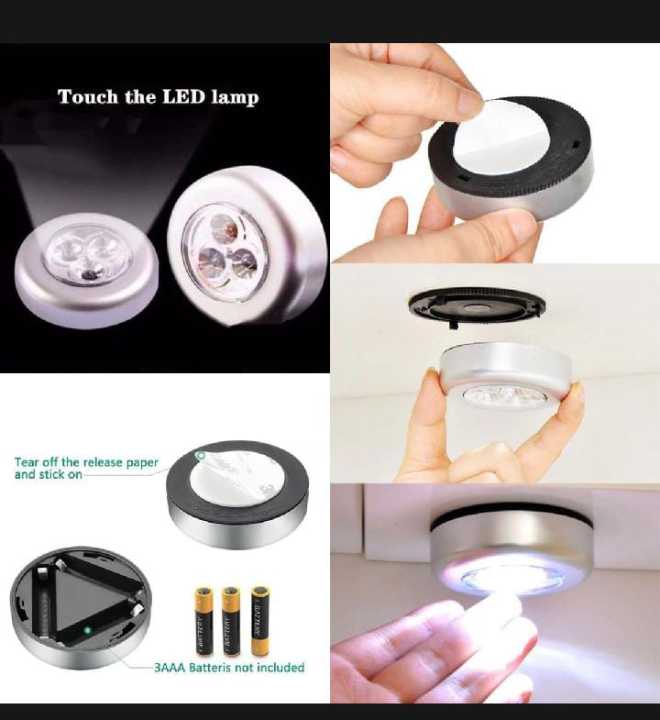 HTS Multipurpose Portable 3 LED Battery Powered Stick Tap Touch Lamp ...
