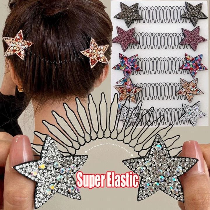 1Pc Diamond Star Hair Comb Women Back Brain Spoon Fragment Hair Sorter ...
