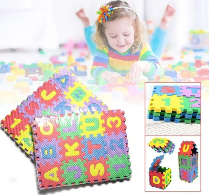 36 Pieces Mini EVA Foam Alphabet Letters Numbers Mat Baby Soft Mat 3D ...