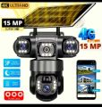 V380 Pro 15MP 10X Zoom Triple Lens 4G Solar Camera Outdoor Three Screen ...