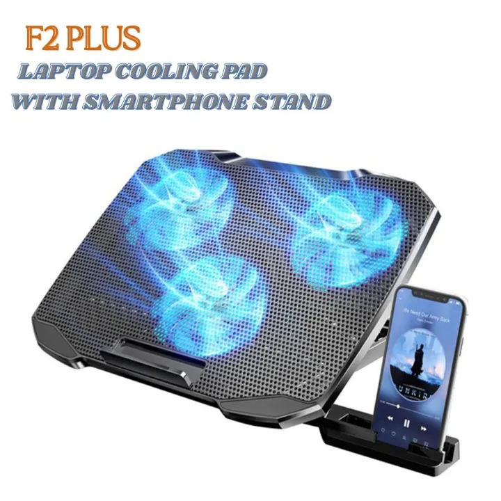 F2 Plus Coolcold Gaming Laptop Cooling Pad with 3 Large Silent Fans, Adjustable Stand & LED ...