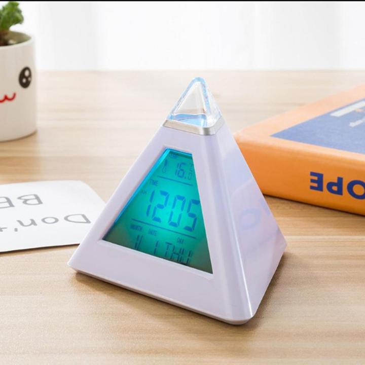 Migeet Pyramid Colorful Backlight Digital Clock with Temperature ...
