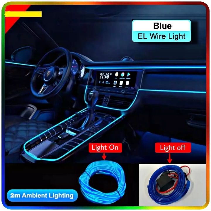 Car Dashboard Neon Light EL Wire 2 meter | Daraz.pk