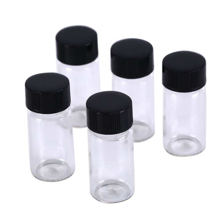 5pcs 5ml small cute lab glass vials bottles clear containers with screw ...