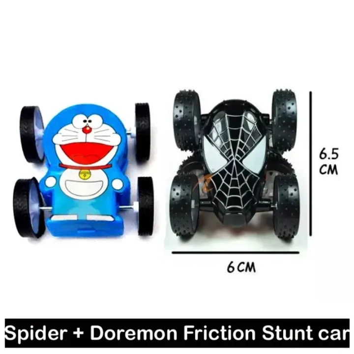 Pack of 2 (Doremone Car and Spiderman Car) Roll over Friction Cars toys ...