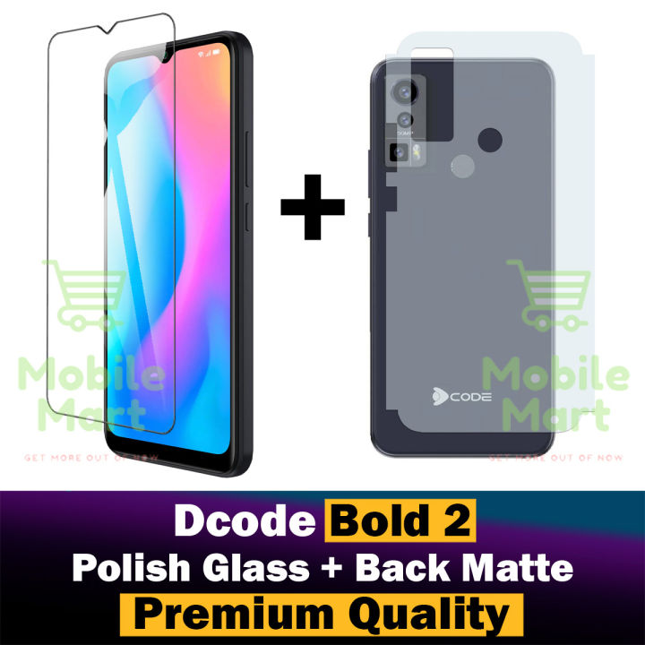 Dcode Bold 2 Glass Protector Polish Screen Tempered + Back Protector ...