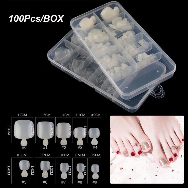 100Pcs Acrylic Full Coverage Nail Extension False Toe Nails Toenail ...