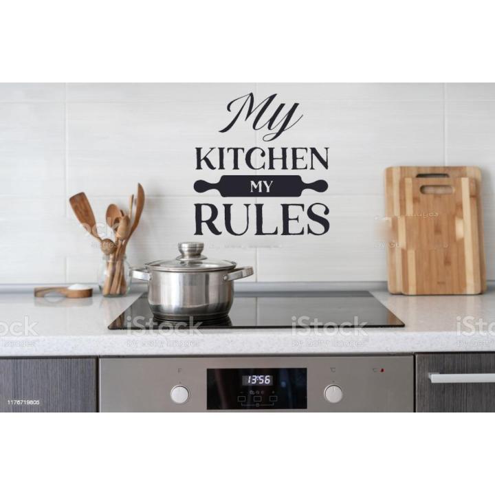 size- 1 x 1 feet - My Kitchen My Rule, motivational quote Wall Sticker ...