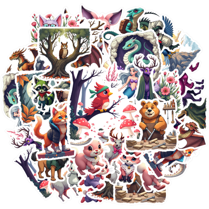 Cartoon style Cartoon Dragon Stickers whimsical design Fantasy Creature ...