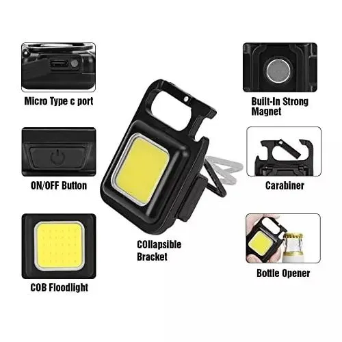 Mini LED Flashlight Keychain Multifunctional Portable COB Camping Lamps ...