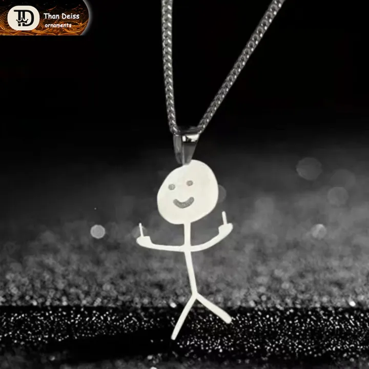 XL Summer Fun Cartoon Graffiti Stickman Titanium Steel Necklace ...