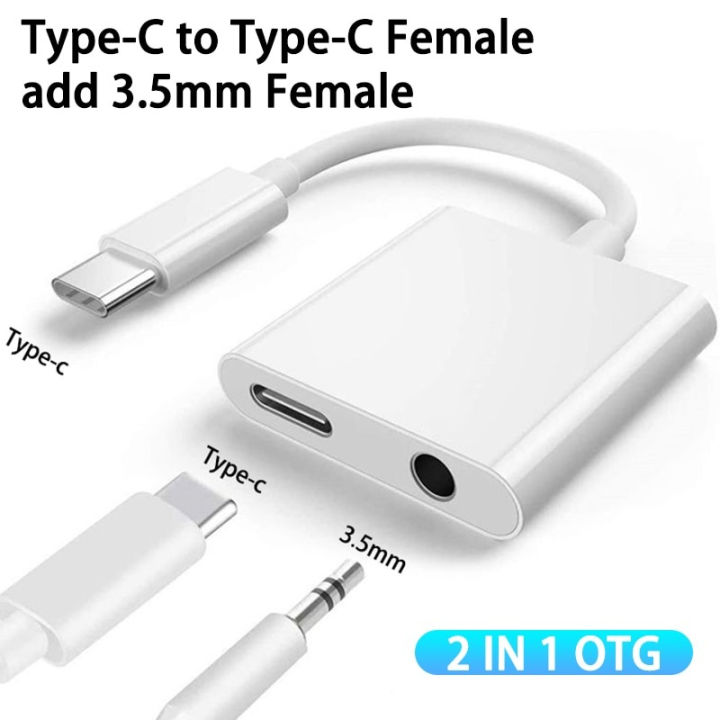 USB Type C to 3.5mm Audio Adapter With Charging Port 2 in 1 Dual Port ...