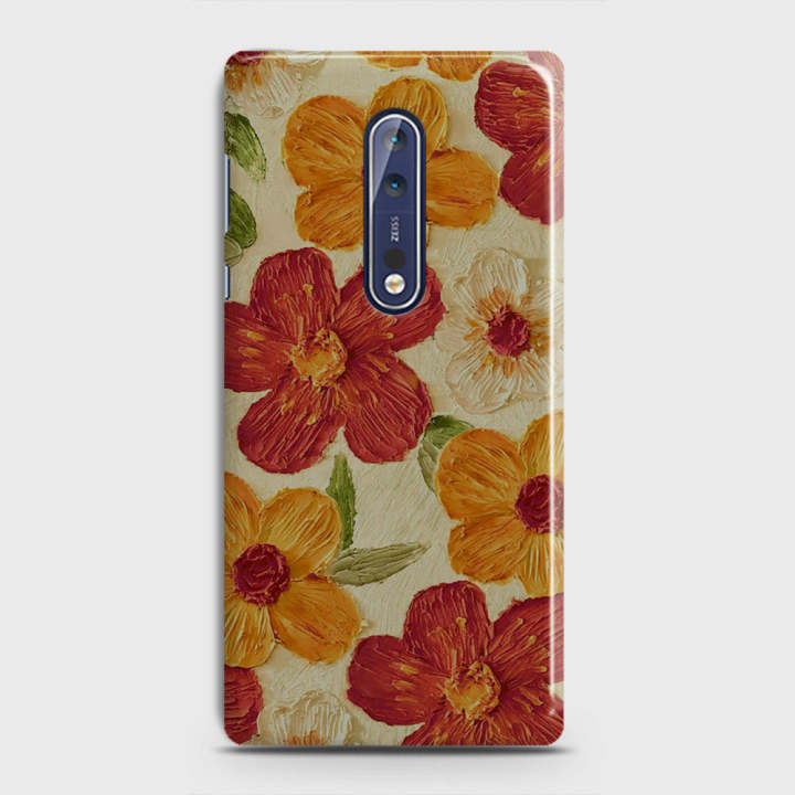 Nokia_ 8 Cover - Floral Series - Design 6 - Red & Orange - Matte Finish ...