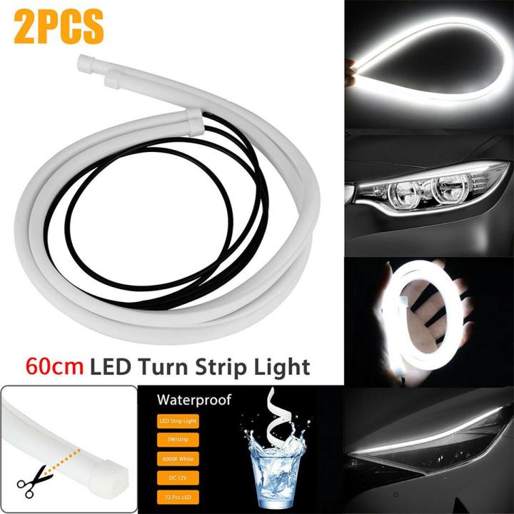 Sunshine Light 2 Pcs 60cm Car Led Drl Light Strip 6000k 12v Monochrome ...