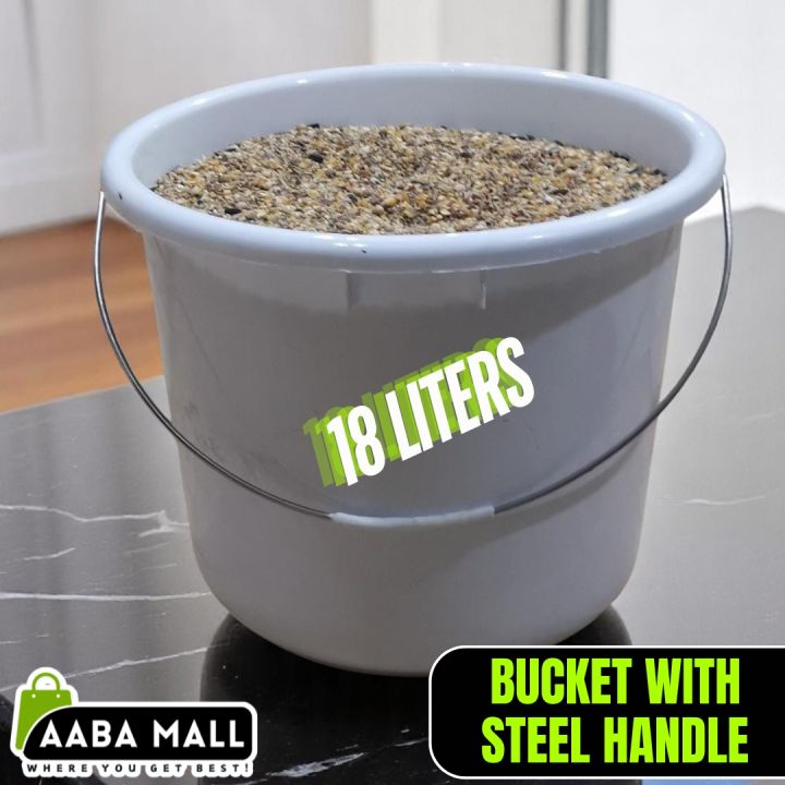 Plastic Bucket With Steel Handle 18L H=11.5" / W= 14" - White Balti | Daraz.pk