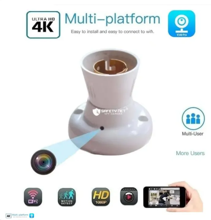 Bulb Holder Camera CCTV Spy Camera, Wireless Indoor Outdoor 1080P ...