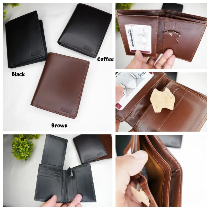 Classic Charm Genuine Cow Leather Card Holder Tri-Fold Wallets for Men | Daraz.pk