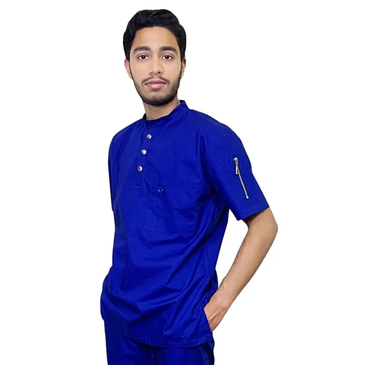 doctors outfit OT kit uniform banned collared brass buttin royal blue ...
