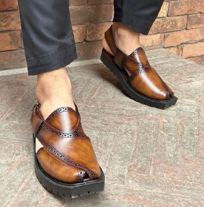 Premium Handmade Leather Peshawari Sandals for Men. Original Peshawari ...