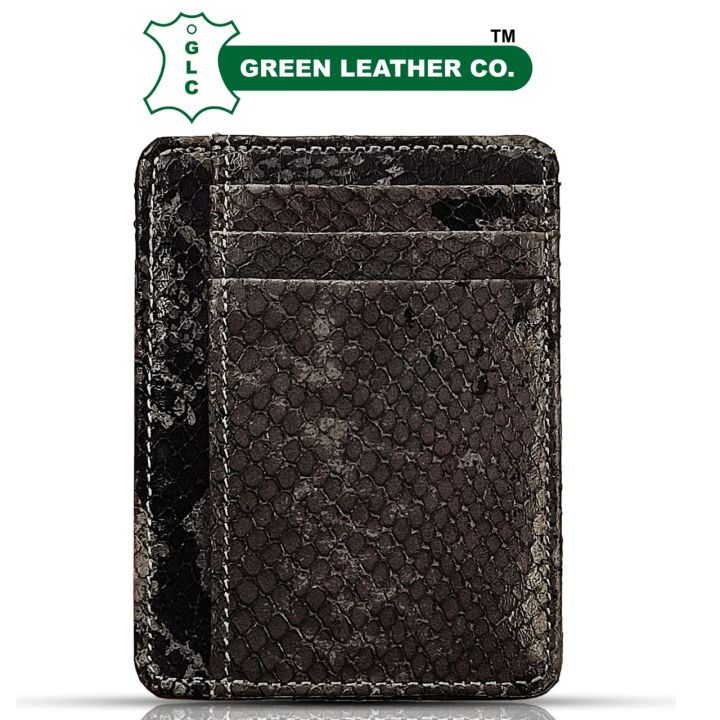 Green Leather Co Black Shining Leather Men Mini Wallet | Daraz.pk