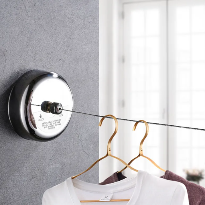 Wall Mounted Drying String Retractable Clothesline Heavy Duty Rope 2.7M ...