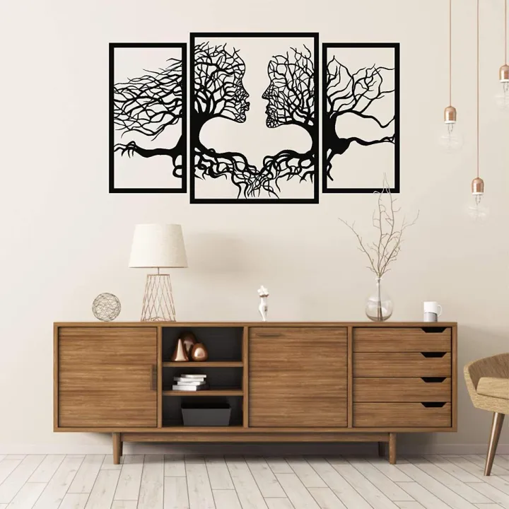 DEKADRON Metal Tree Wall Sticker, Tree of Life 3 Panels, Two Face Decor ...