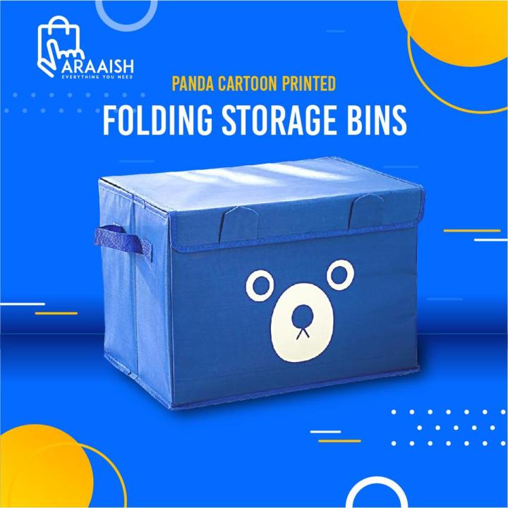 Panda Design Cartoon Printed Folding Storage Bins Quilt Basket Kid Toys Organizer Storage Boxes ...