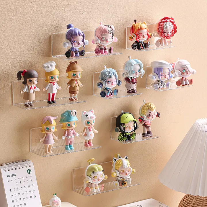 Self-Adhesive Transparent Acrylic Wall Mounted Figures Display Storage ...