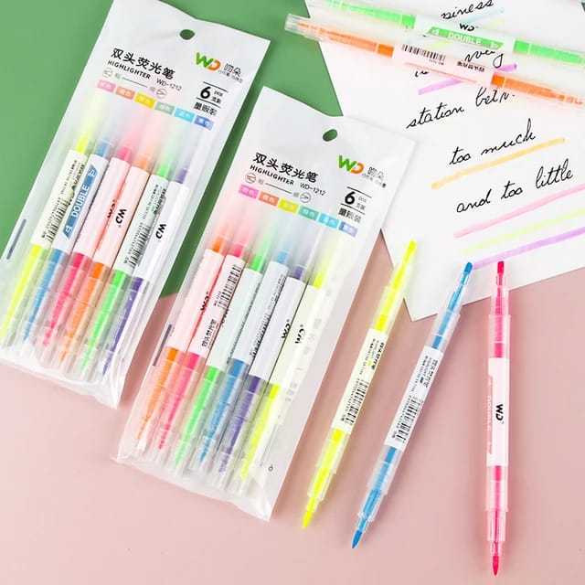 School Supplies Double-headed Highlighter Pen Student Key Thick Marking ...