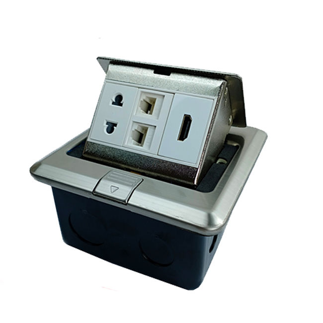 Clopal Silver Square Pop-Up Floor Sockets Telephone + Internet + HDMI ...