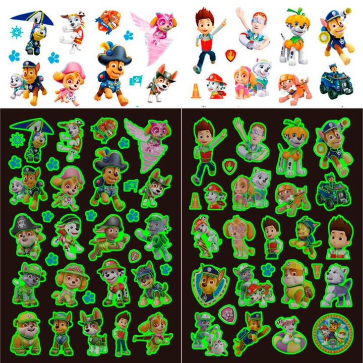 Luminous Tattoo Sticker Paw Patrol Children Arm Face Glowing Tattoo ...