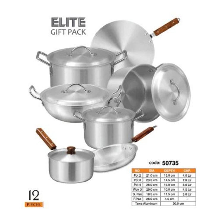 Sonex Elite Gift Set 12 pcs Metal Finish heavy weight Cookware Set ...